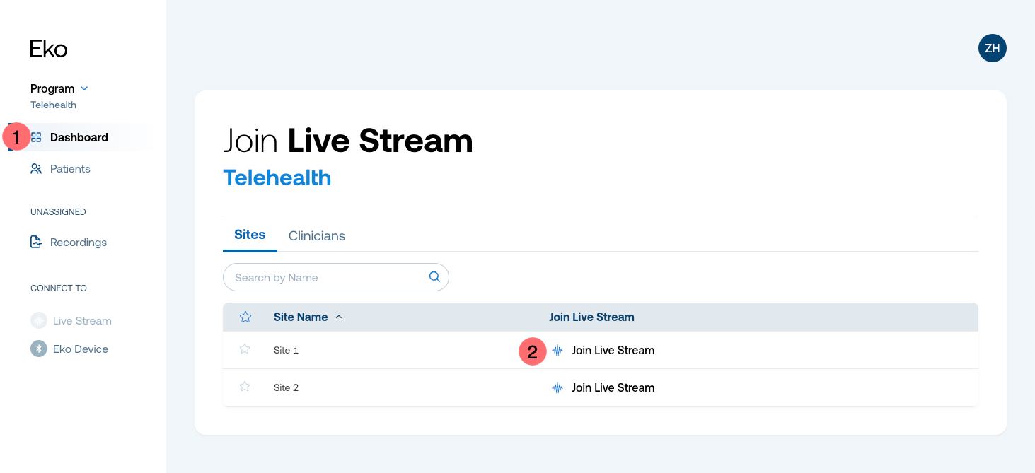 Listen to a live stream – Eko SENSORA Help Center