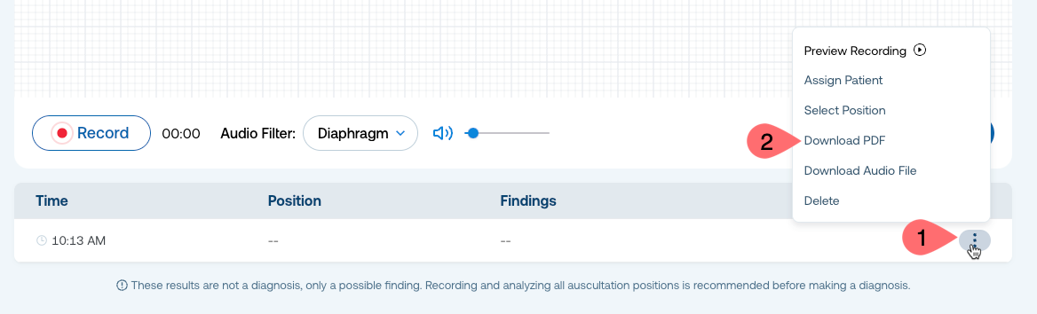 Take and manage recordings on the Eko Dashboard – Eko SENSORA Help Center
