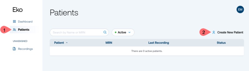 Add and manage patient profiles in the Dashboard – Eko SENSORA Help Center