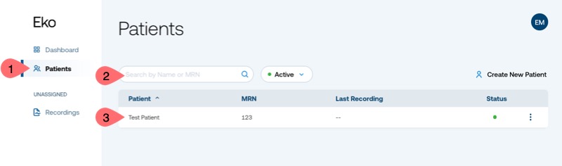 Add and manage patient profiles in the Dashboard – Eko SENSORA Help Center
