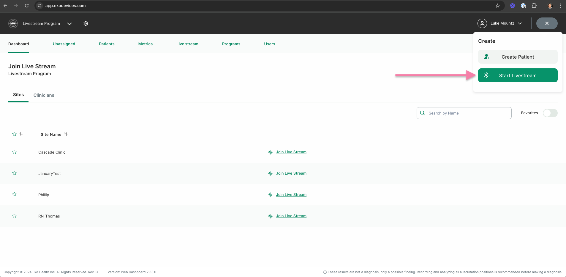 Pair an Eko device with web pairing on the Eko Dashboard – Eko SENSORA ...